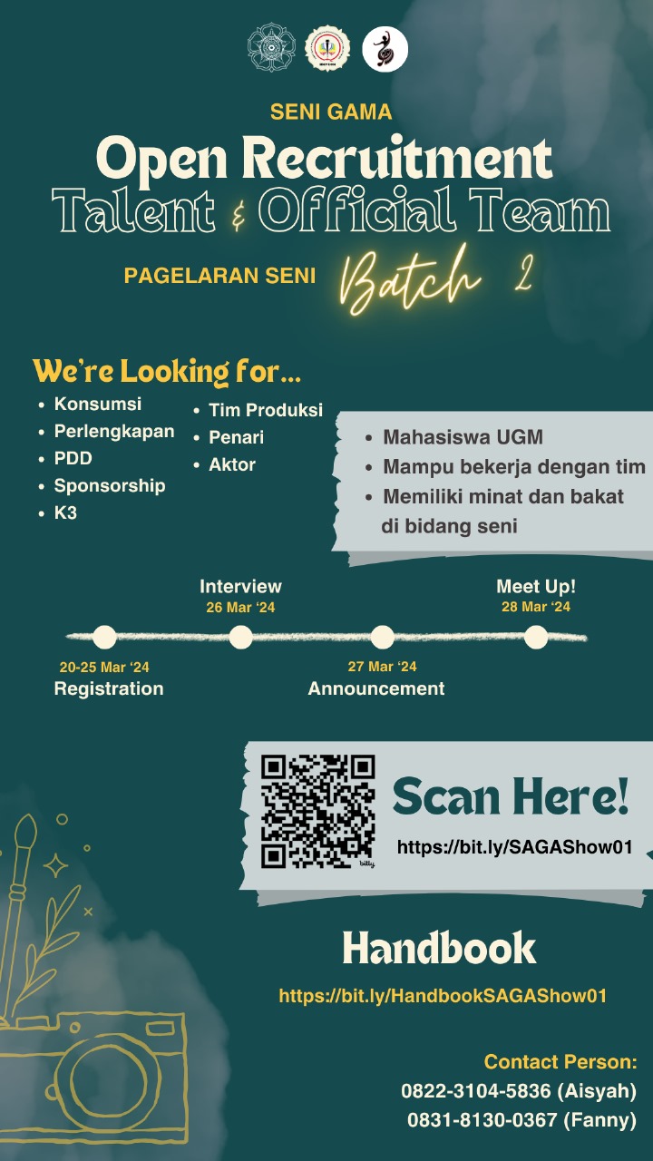 [PENDAFTARAN OFFICIAL TEAM DAN TALENT SHOW SAGA ! – BATCH 2] – FIB-UGM
