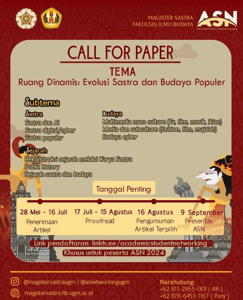 CALL FOR PAPER ASN 2024 – Faculty of Cultural Sciences