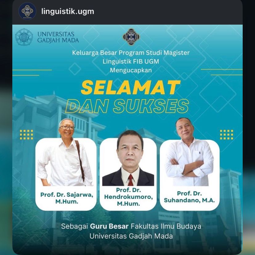 Selamat Para Dosen Linguistik atas Pencapaian Gelar Guru Besar di Tahun 2024 – FIB-UGM