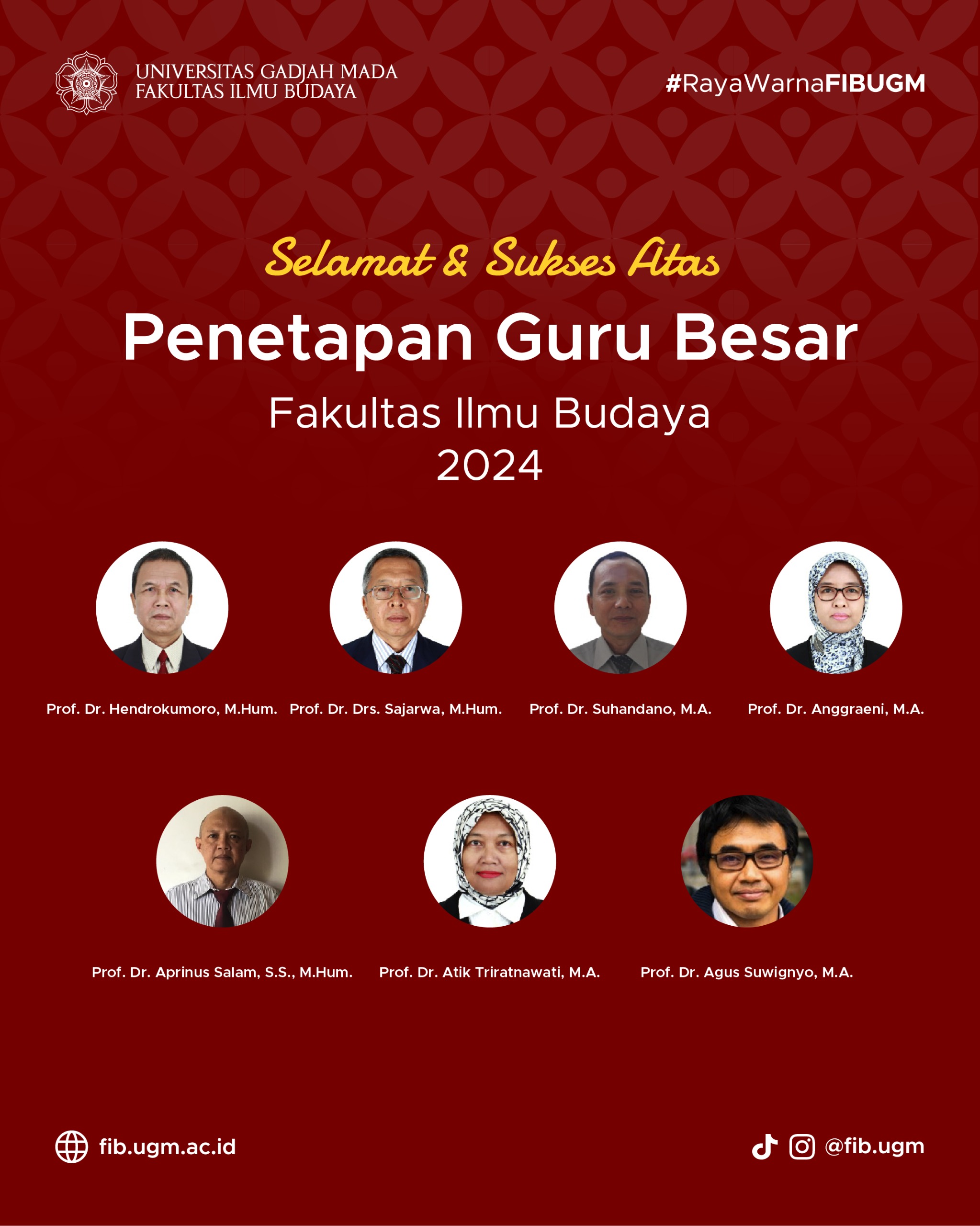 Selamat dan Sukses Atas Penetapan Guru Besar Fakultas Ilmu Budaya UGM ...